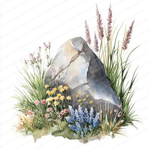 14 Wildflowers and Stones Clipart | Blooming Floral Clipart | Printable ...