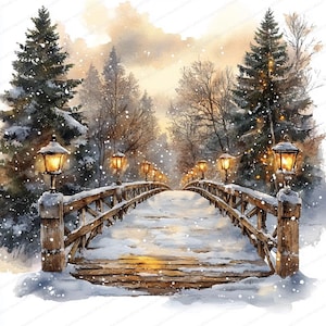 23 Sparkling Snow Bridge Clipart | Enchanting Winter Landscape ...