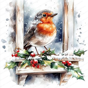 16 Cute Christmas Robins Clipart | Printable Watercolor Clipart | High ...