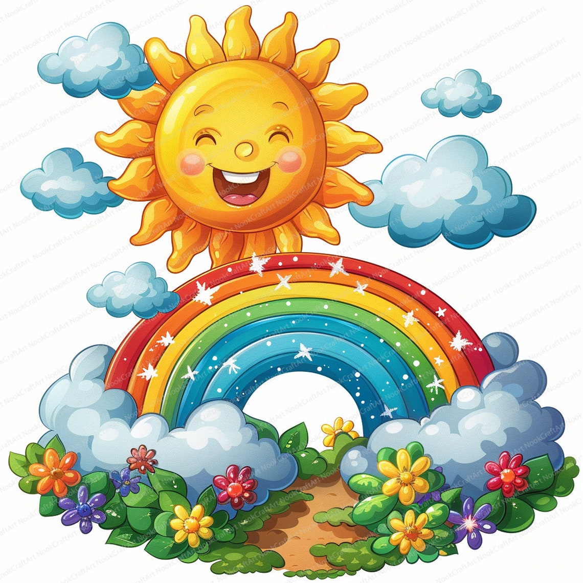 12 Sun and Rainbow Clipart Sun and Rainbow Illustrations Digital Clipart High Quality Jpgs ...