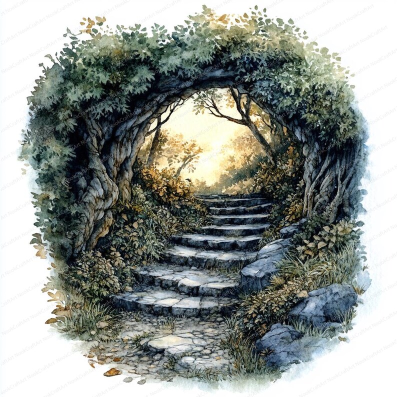 14 Enchanted Trail Clipart Spellbinding Forest Printable Watercolor ...