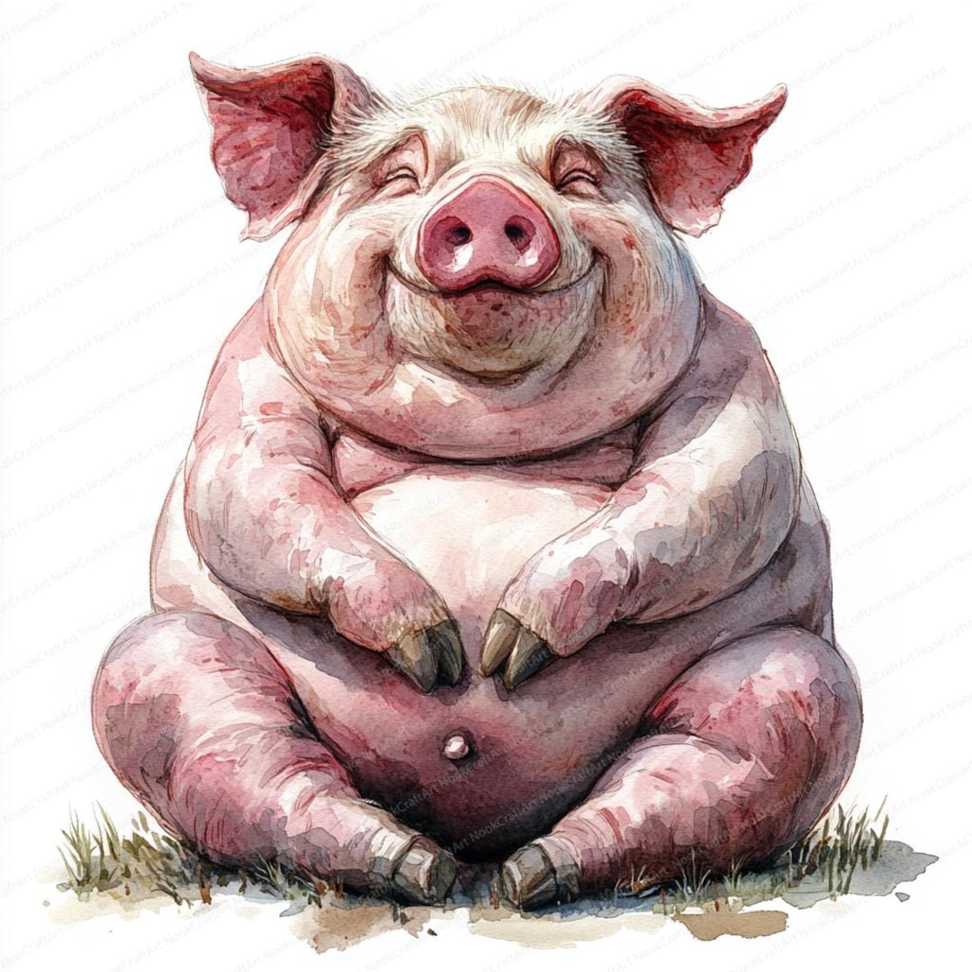 15 Clipart of Fat Pigs Big Pigs Printable Watercolor Clipart High ...