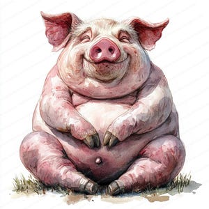 15 Clipart of Fat Pigs | Big Pigs | Printable Watercolor Clipart | High ...