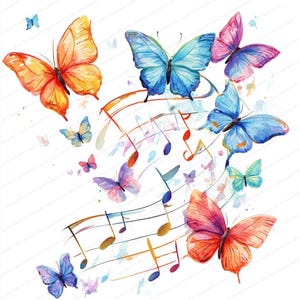 14 Notes With Butterflies Clipart | Musical Whimsy | Printable ...