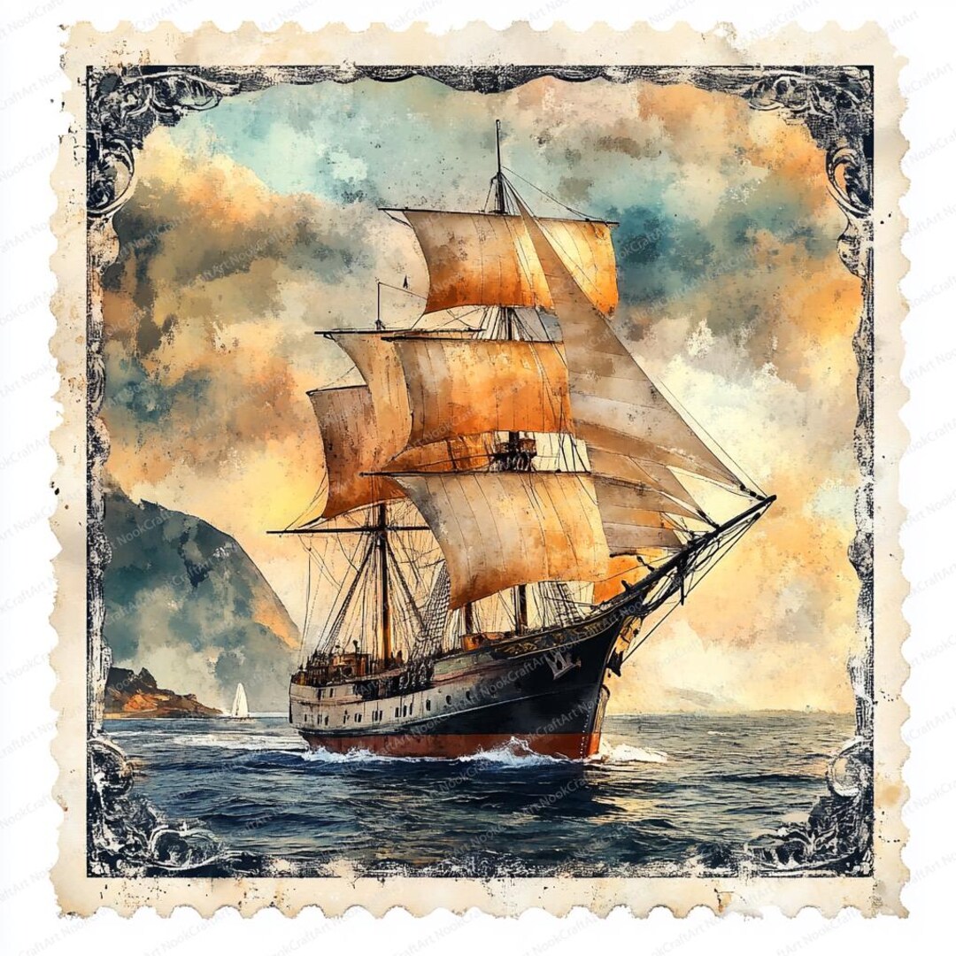 18 Vintage Ship Clipart Collection | Nautical Retro Design Bundle ...