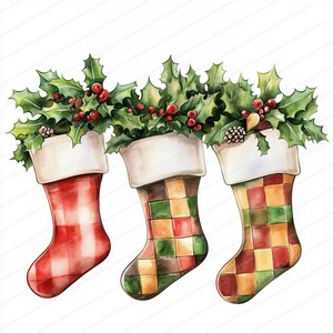 16 Christmas Stockings Clipart Bundle | Holiday Stockings | Printable ...