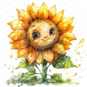 12 Cute Sunflower Clipart | Adorable Sunflower Clipart Bundle | High ...