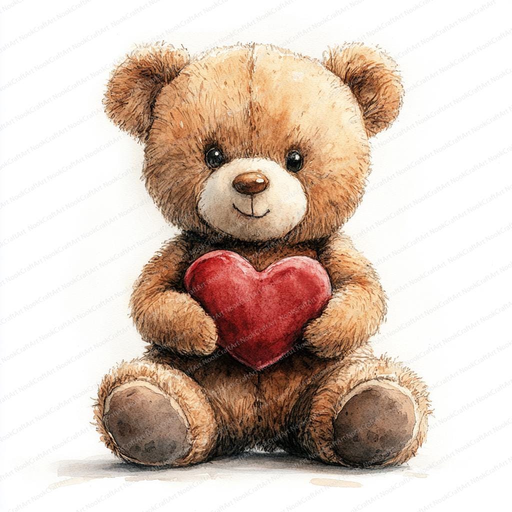 23 Teddy Bear With Heart Clipart | Cute Plush Bear Illustration ...