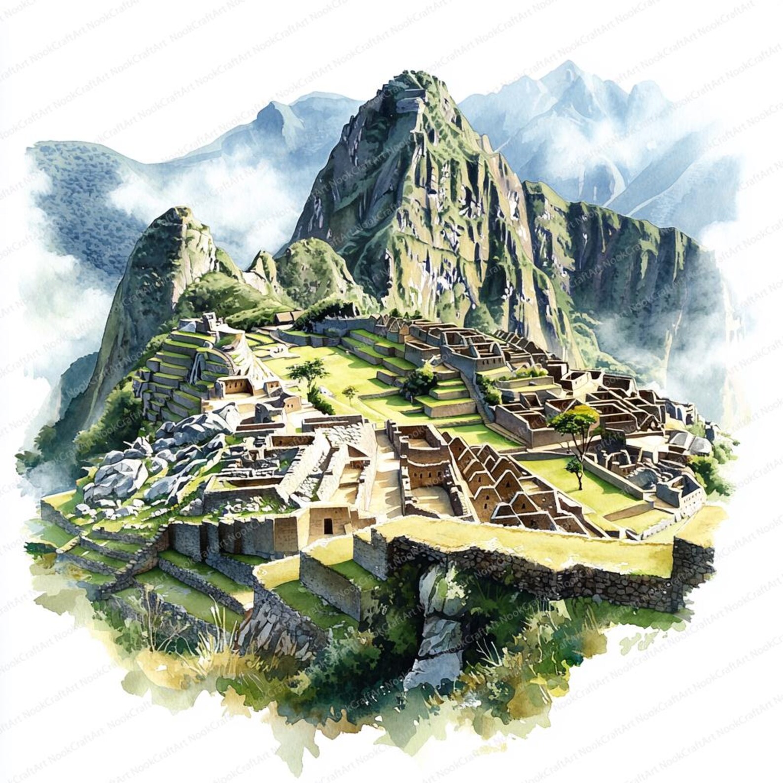 24 Machu Picchu Scenic Clipart | Ancient Incan Ruins Illustration ...