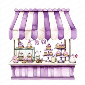 16 Watercolor Cupcake Shop Clipart Adorable Treats Clipart Printable ...