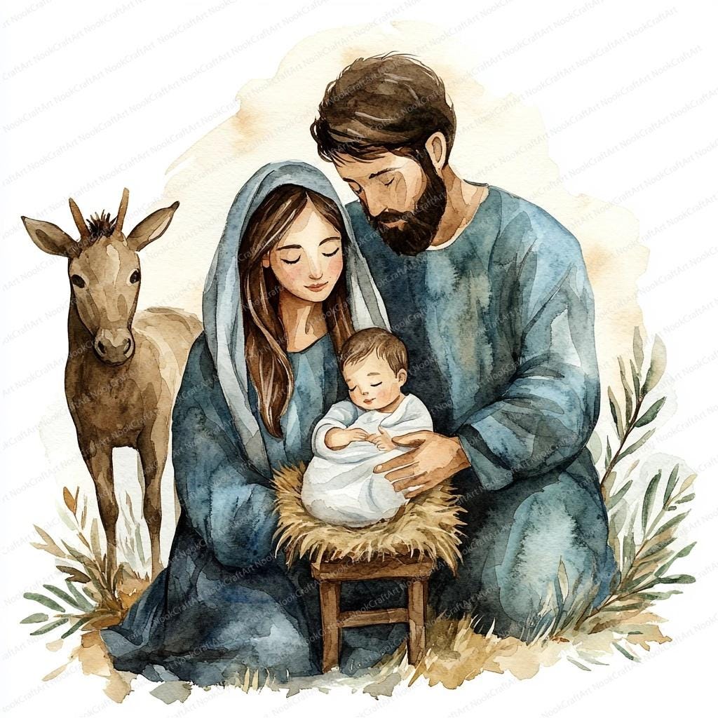20 Watercolor Nativity Scene Clipart | Merry Christmas Clip Art Designs ...