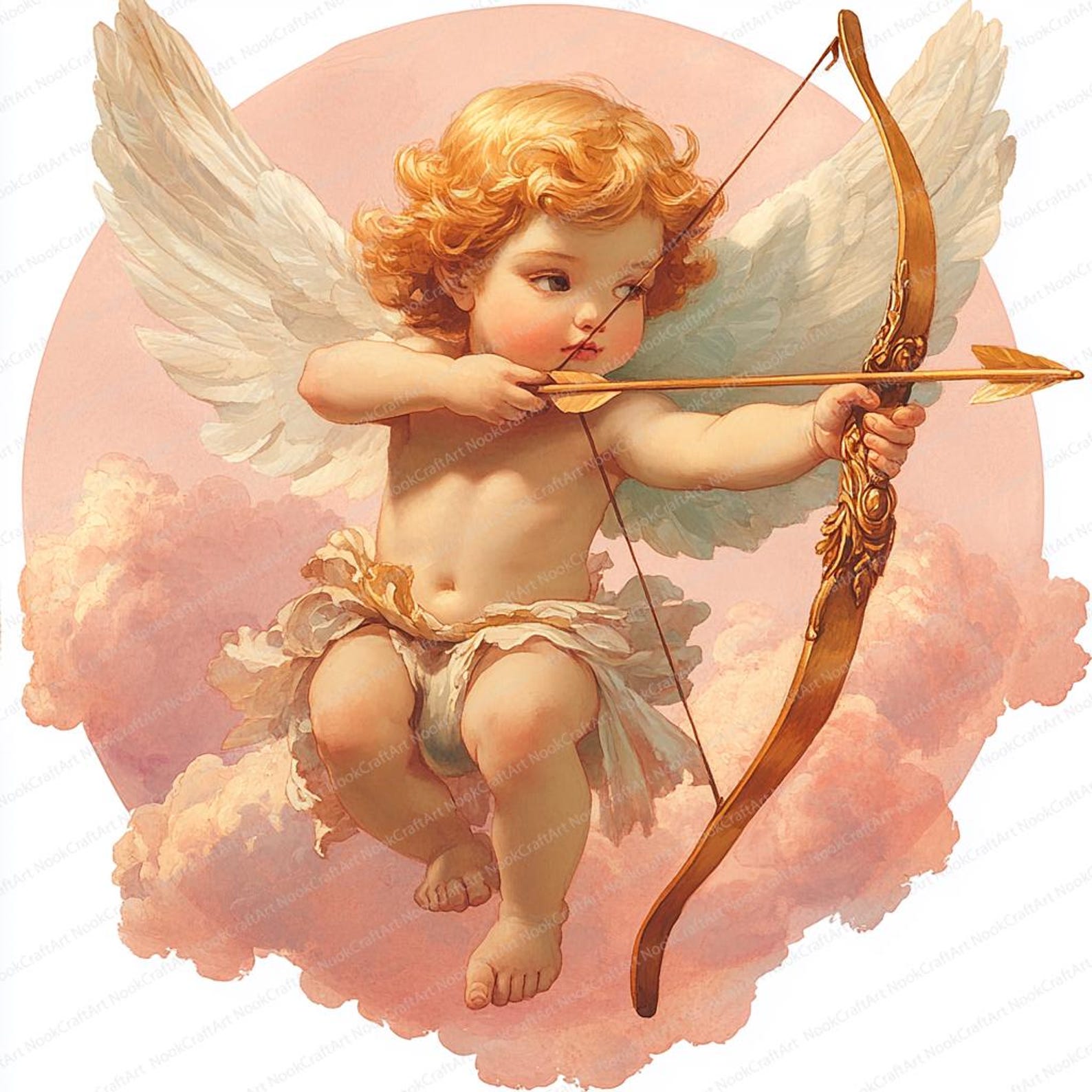 22 Golden Cupid Arrow Clipart | Angel Wings Illustration Set ...