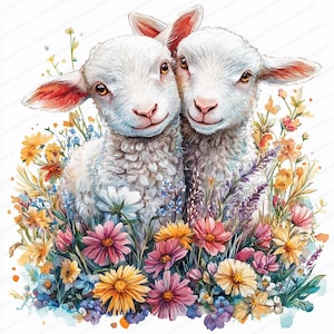 20 Sheep With Flowers Clipart | Adorable Floral Lamb Illustrations ...