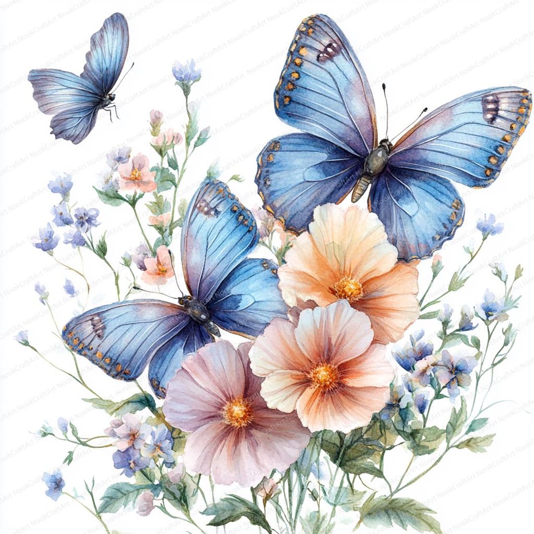 22 Floral Metamorphosis Clipart | Flowers Transforming Into Butterflies ...