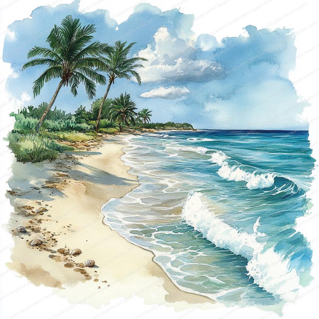 24 Beach Paradise Clipart | Tropical Sand and Sea | Printable ...