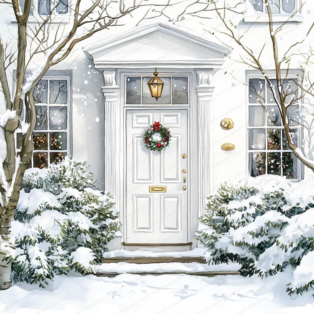 18 Cozy Winter Doors Clipart | Watercolor Snowy Door Clipart | High ...