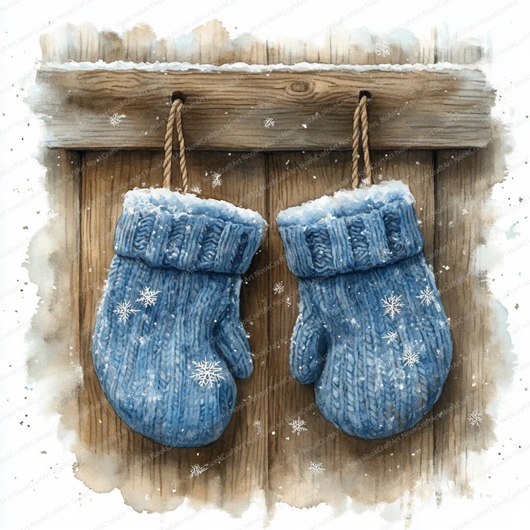 19 Mittens on String Clipart | Cozy Winter Decoration Illustration ...
