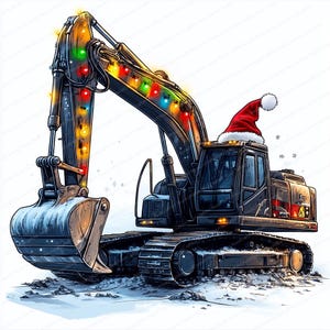 14 Watercolor Construction Truck | Merry Christmas Excavator ...