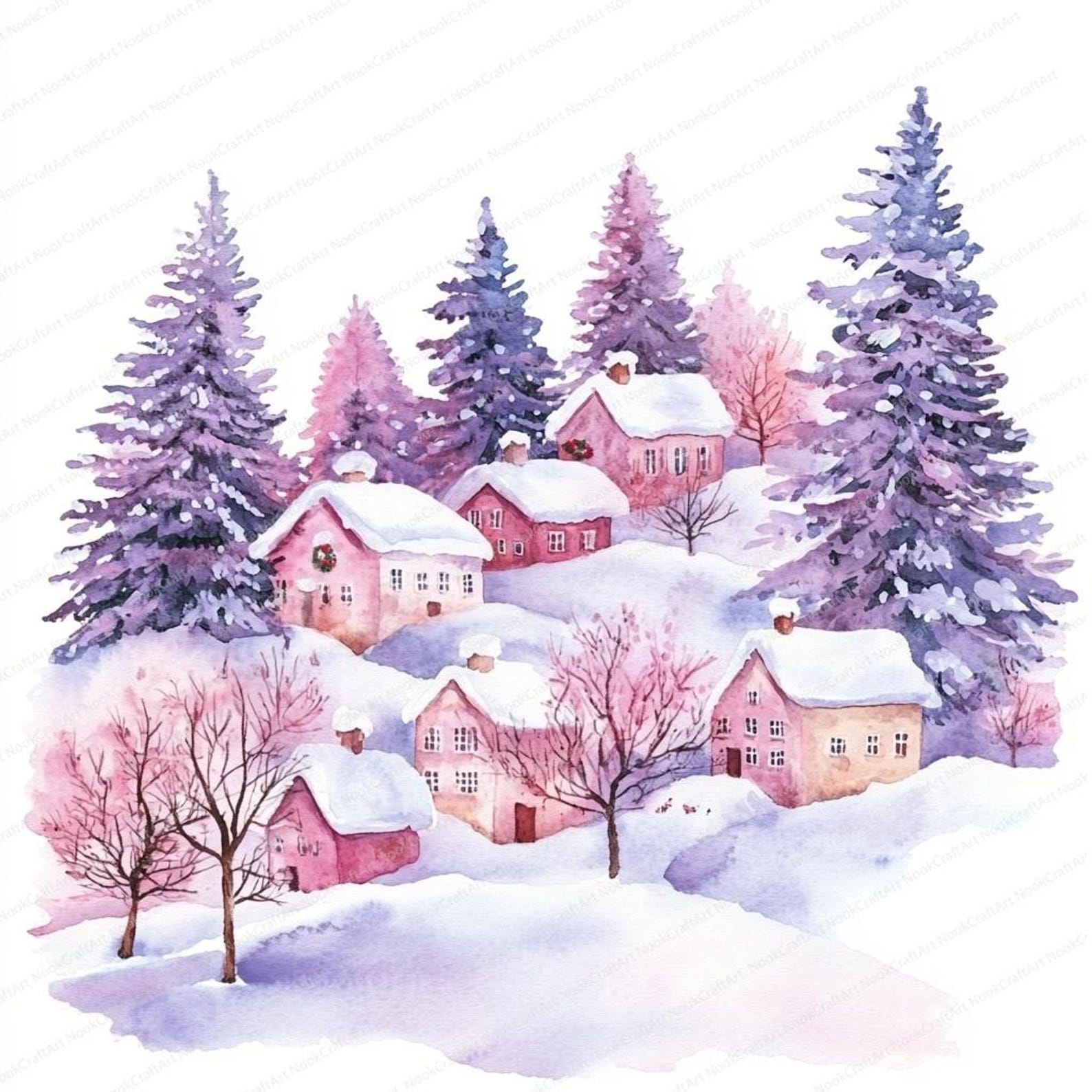 14 Christmas Card Clipart | Winter Homes Greeting Card | Printable ...