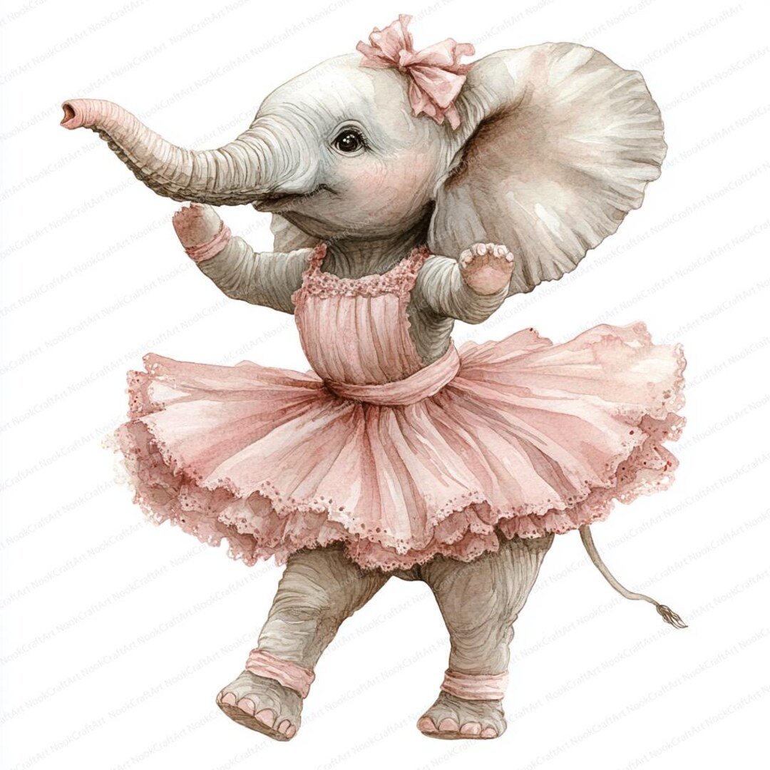 18 Elephant Ballet Clipart | Whimsical Dance Illustration | Printable ...