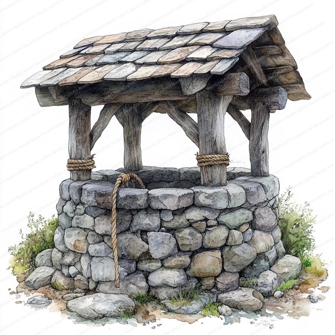 20 Rustic Well Clipart | Whimsical Water Source Illustration ...