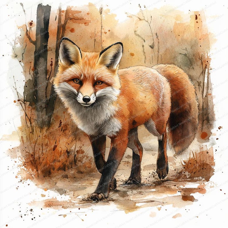18 Fox Forest Trail Clipart | Woodland Animal Footprints Illustration ...