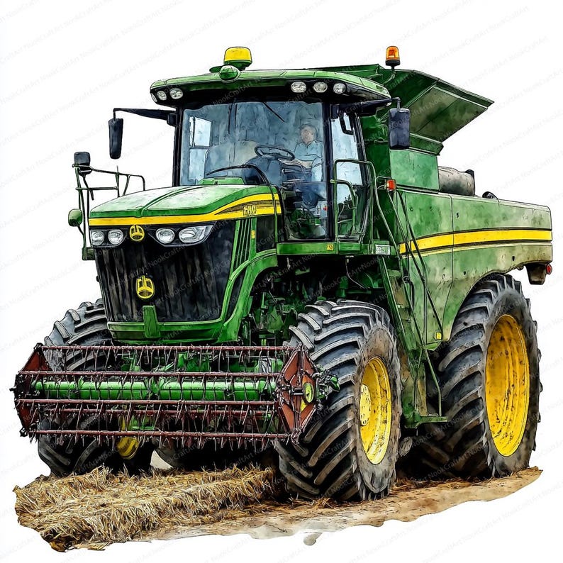 14 Combine Harvester Tractor Clipart | Watercolor Farm Tractor ...