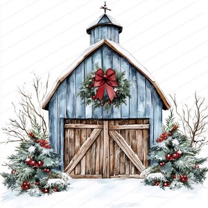 18 Christmas Barn Clipart | Festive Farmyard Barn | Printable Clipart ...