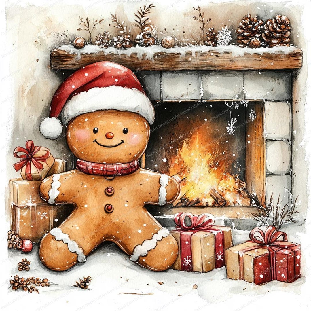 15 Happy Gingerbread Man Clipart | Christmas Gingerbread Watercolor ...