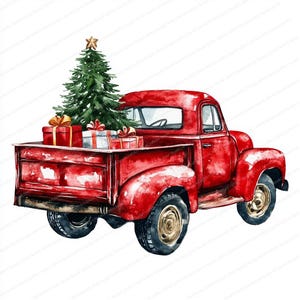 18 Watercolor Winter Truck Clipart | Christmas Clipart | High Quality ...