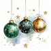 20 Christmas Card Clipart | Green and Gold Baubles Design | Printable ...