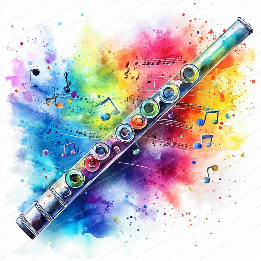 10 Colorful Iridescent Flute Clipart | Musical Instrument Art | High ...