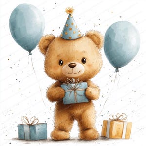 14 Teddy Bear Birthday Clipart | Cute Teddy Bear Bundle | Printable ...