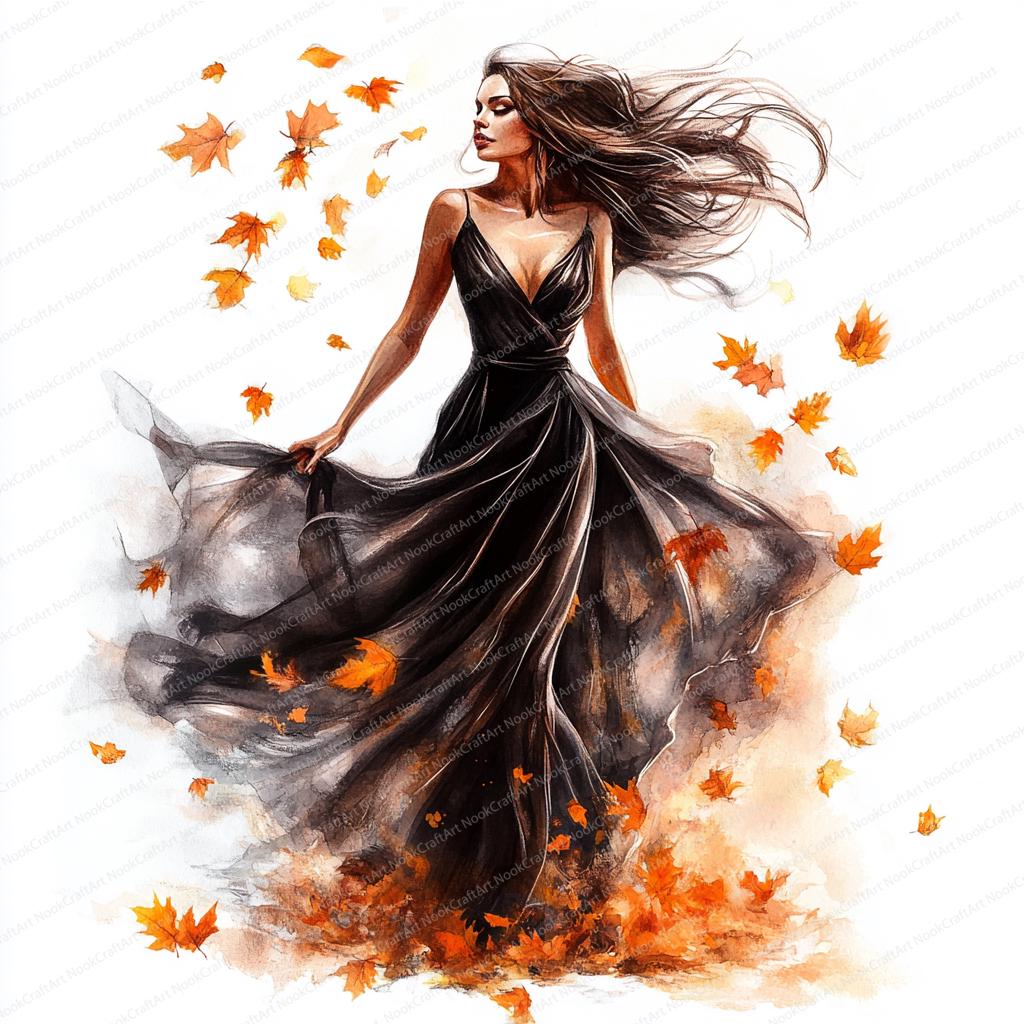 16 Woman in Fall Outfit Clipart | Autumn Fashion Designs | Printable ...