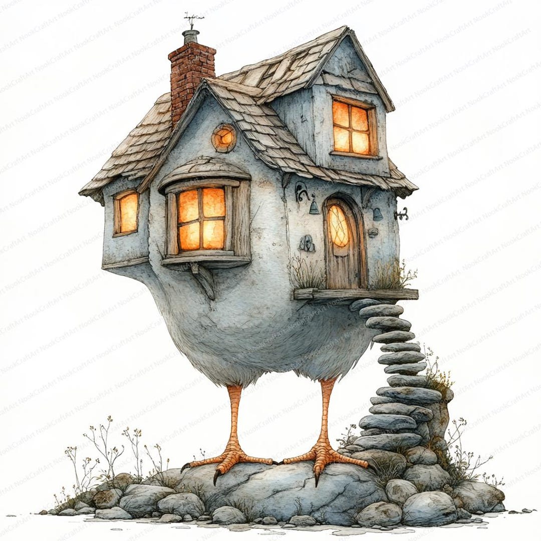 19 Chicken Leg House Clipart | Whimsical Fairy Tale Illustration ...