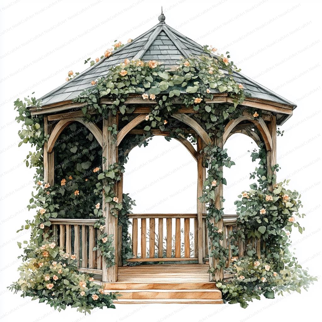 23 Garden Arbor Clipart | Gazebo With Climbing Plants | Printable ...
