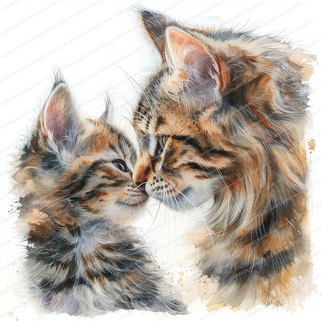 12 Cat Cliparts | Feline Affection Clipart Set | Printable Watercolor ...