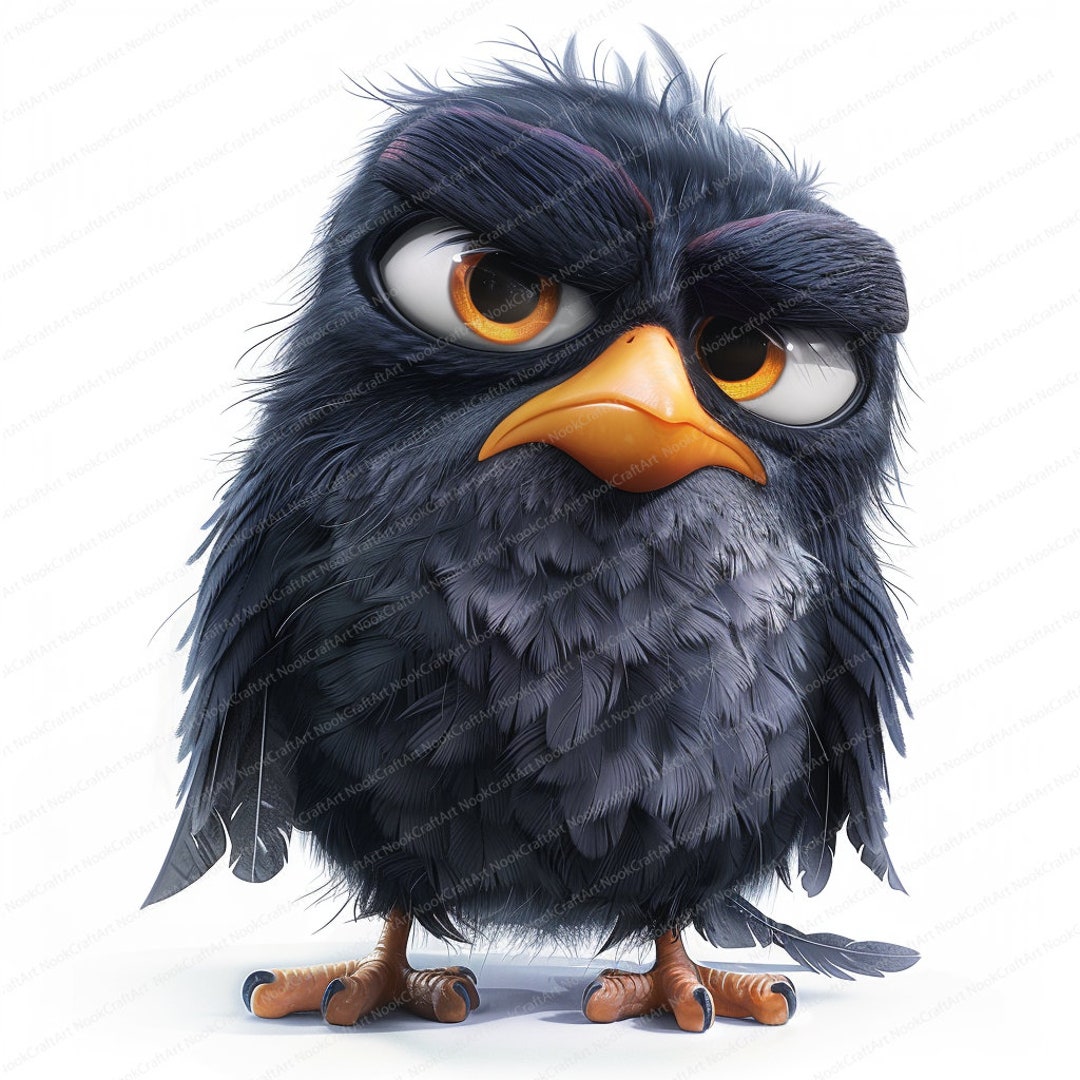 12 Grumpy Birds Clipart Cute Fluffy Birds Digital Clipart High Quality ...
