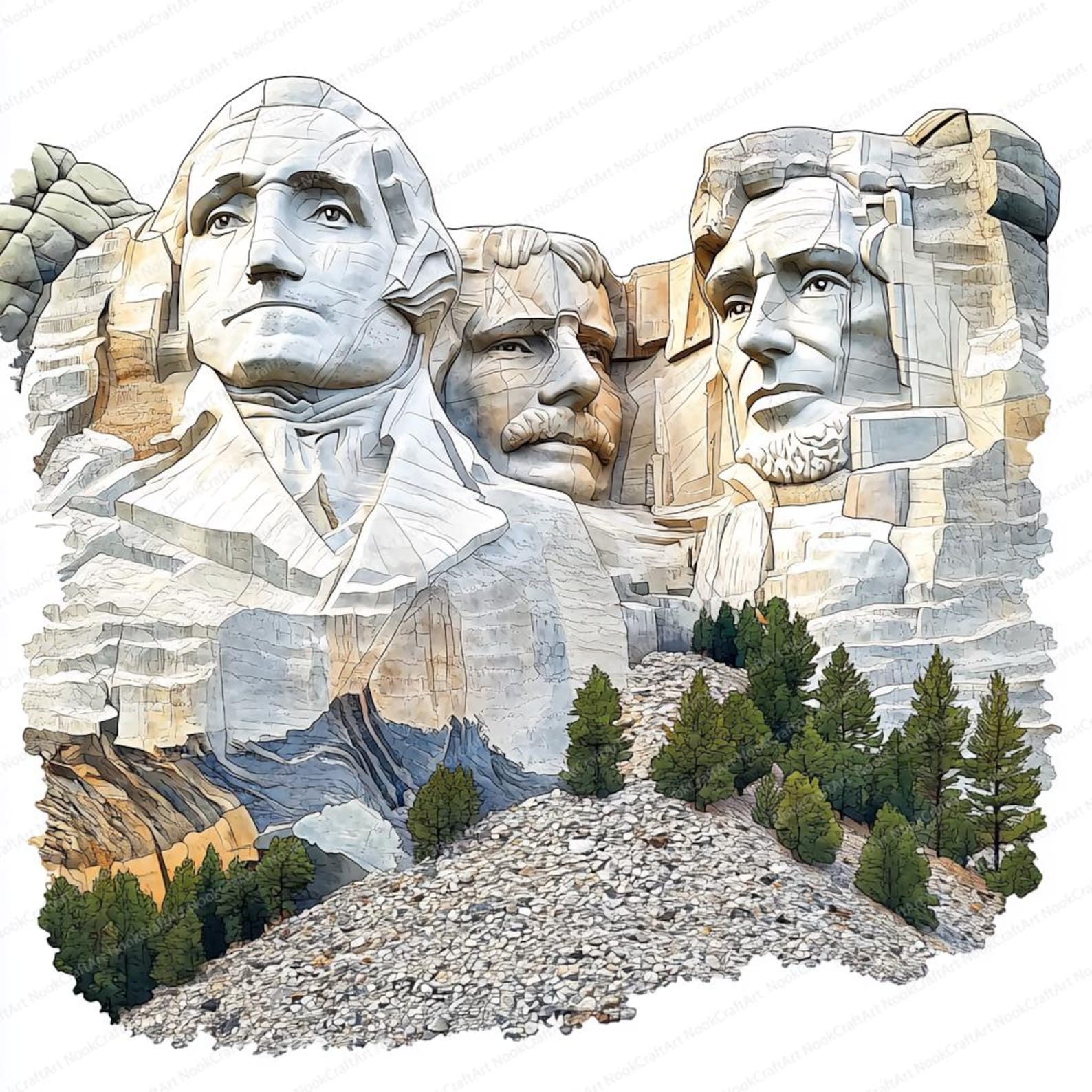 24 Mount Rushmore Clipart | Iconic Monument Illustration Set ...