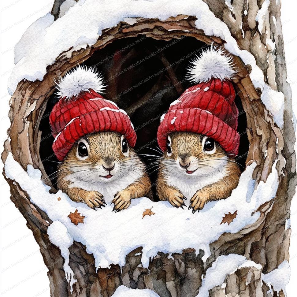 16 Winter Squirrels Clipart | Frosty Squirrels | Printable Watercolor ...