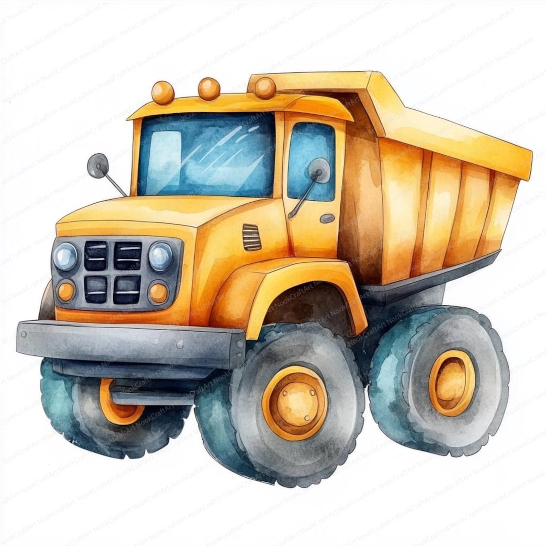 16 Watercolor Cute Construction Vehicles Clipart | Printable Watercolor ...