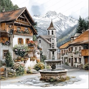 20 Watercolor English Village Houses Clipart Bundle | Printable ...