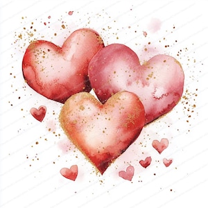 20 Cute Heart Clipart | Valentine’s Day Designs | Digital Watercolor ...