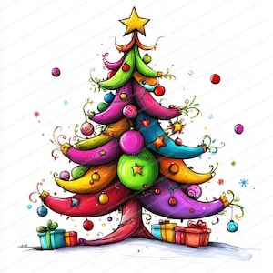 16 Whimsical Christmas Tree Clipart | Quirky Holiday Designs ...