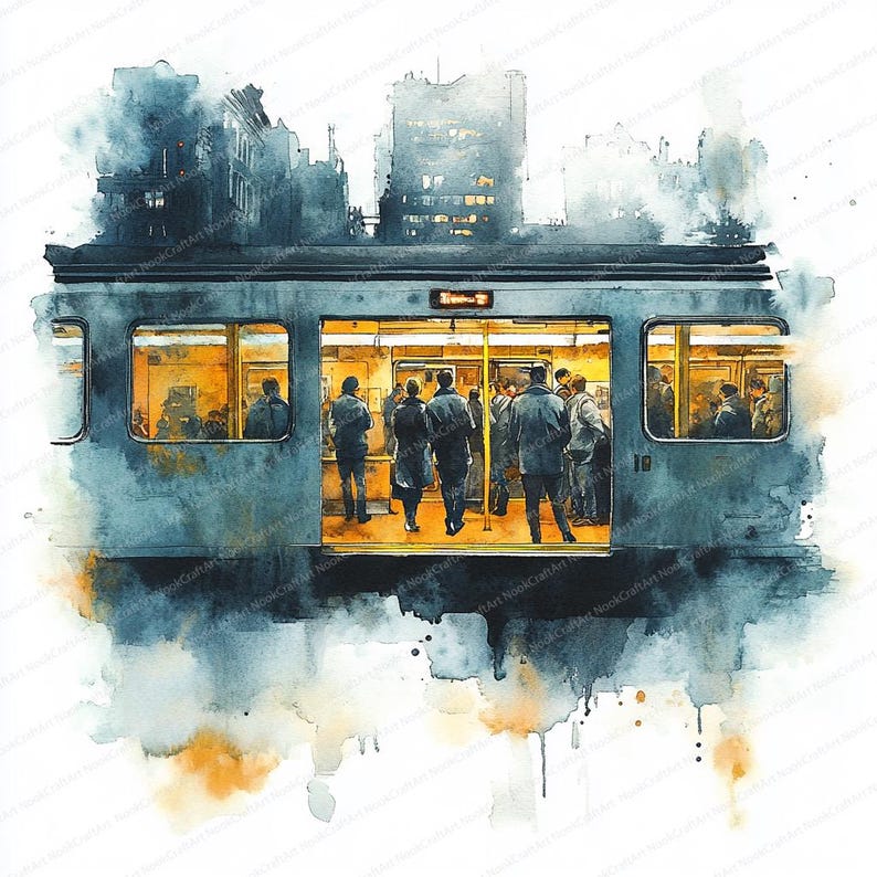 20 Rush Hour Metro Clipart | Busy Commuters Illustration Pack ...