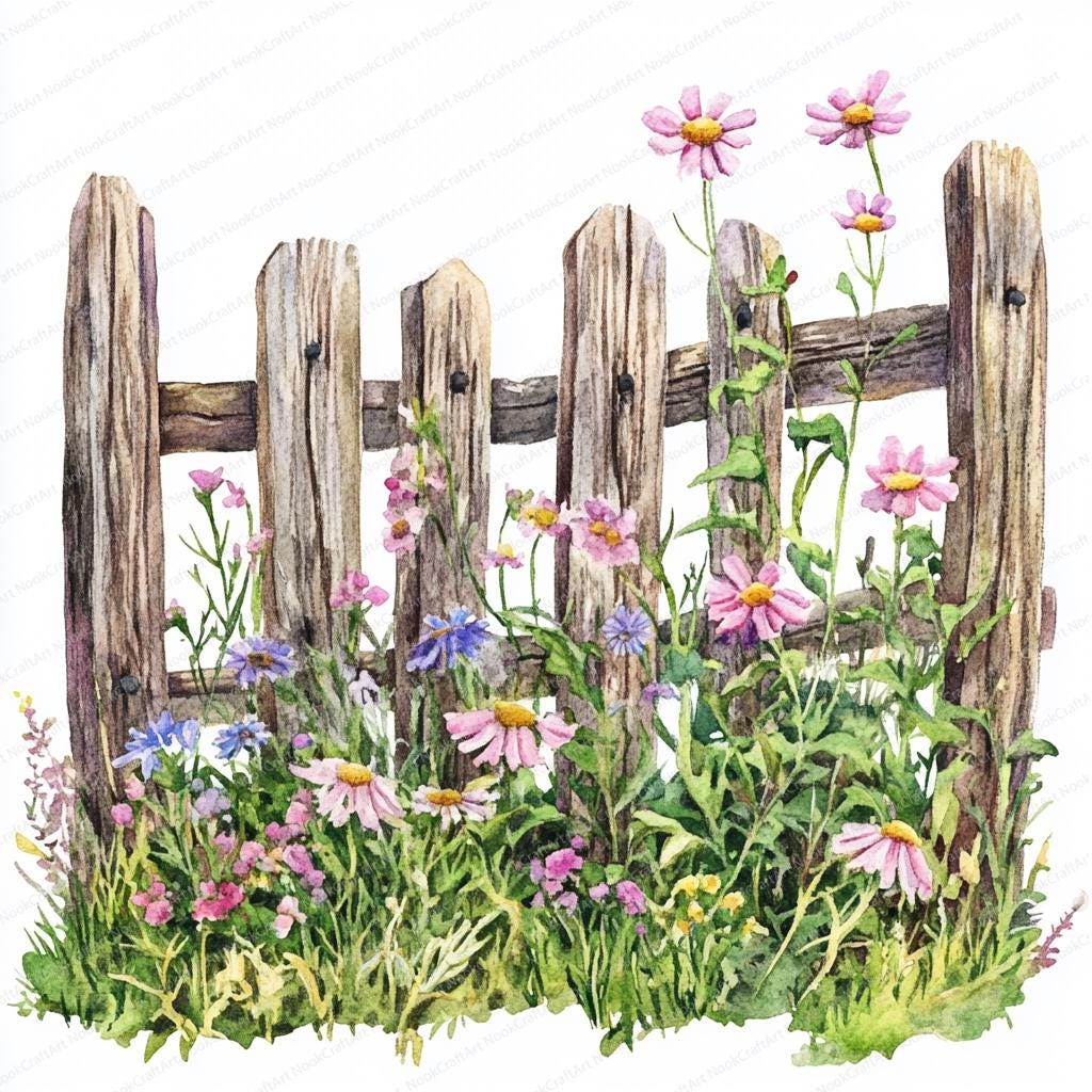 20 Spring Fence Clipart | Watercolor Spring Clipart | High Quality Jpgs ...