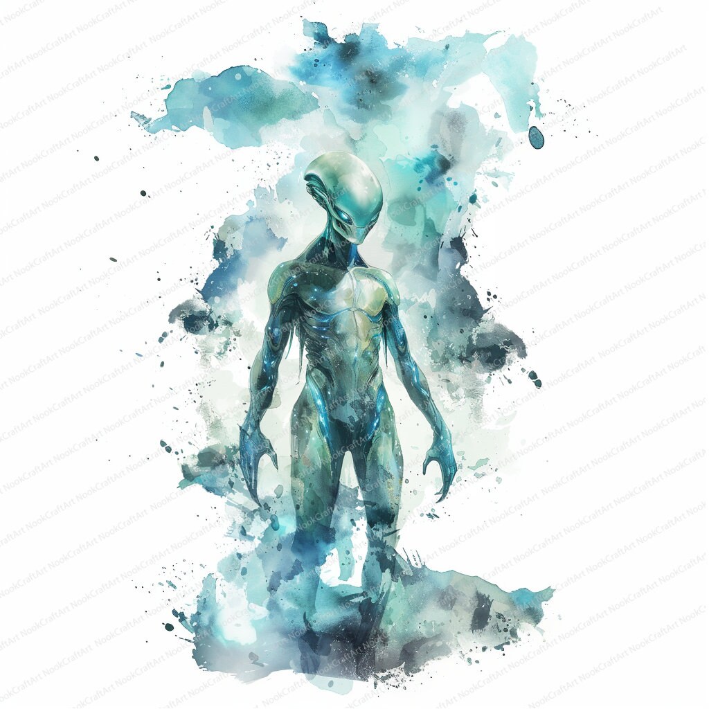 15 Alien Clipart Aliens Clipart UFO Printable Watercolor Clipart High ...