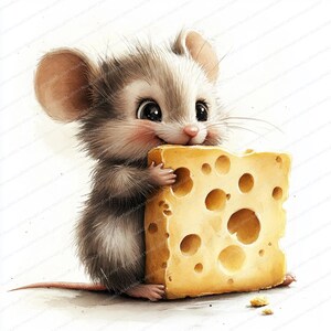 20 Cheerful Mouse Cheese Cake Clipart | Whimsical Cartoon Dessert Hug ...
