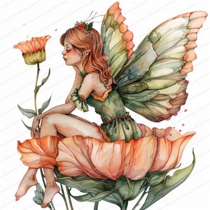 12 Spring Fairy Clipart Bundle | Fairy in Flowers | Printable ...