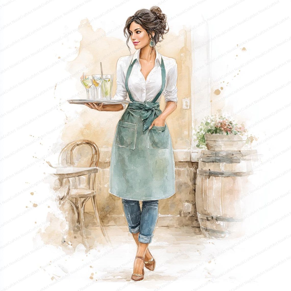 18 Waitress Clipart Set | Restaurant Service Graphics | Printable ...